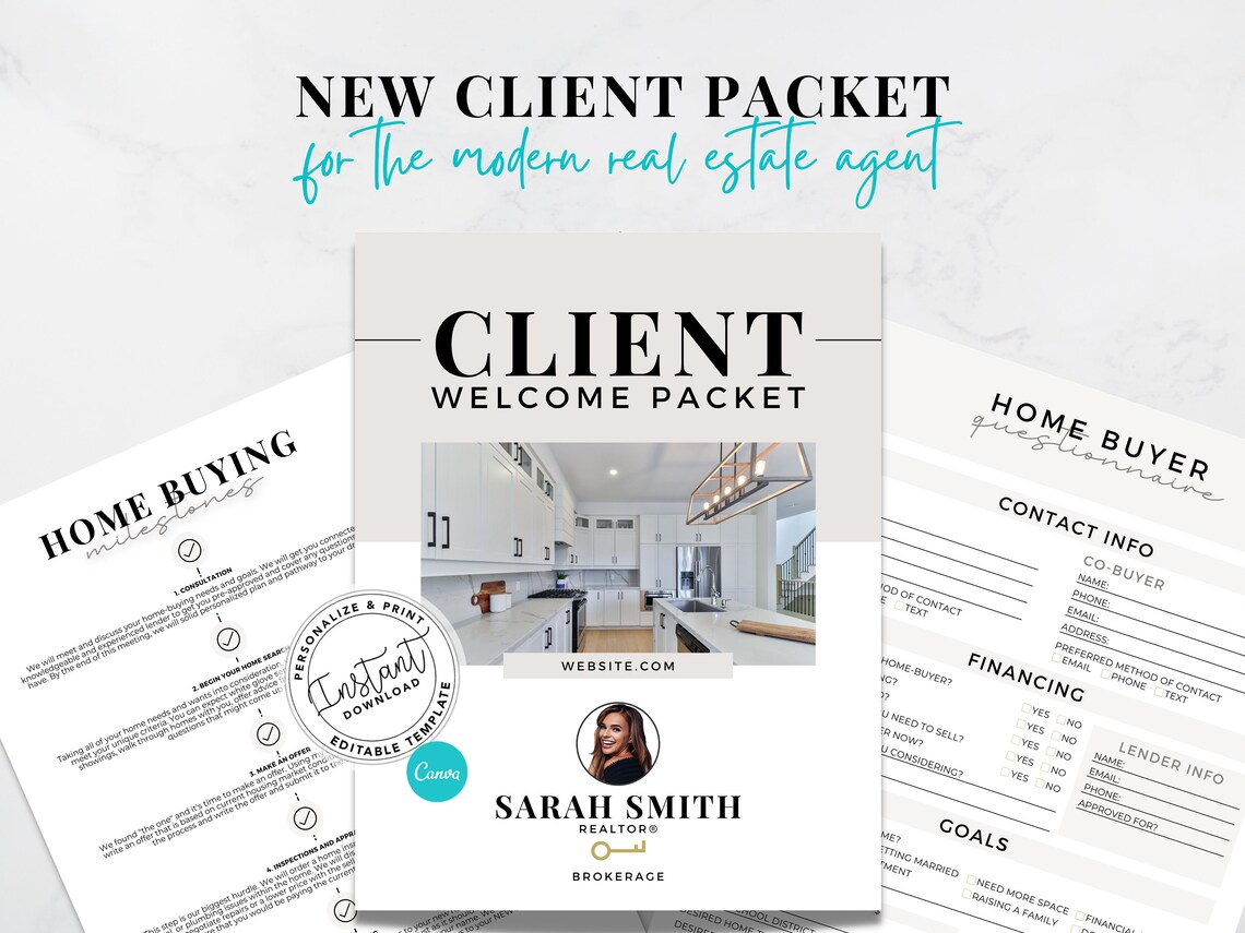 Real Estate Buyer Welcome Packet Real Estate Template New - Etsy