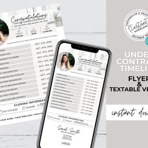 Real Estate Under Contract Timeline, Textable Closing Checklist for ...