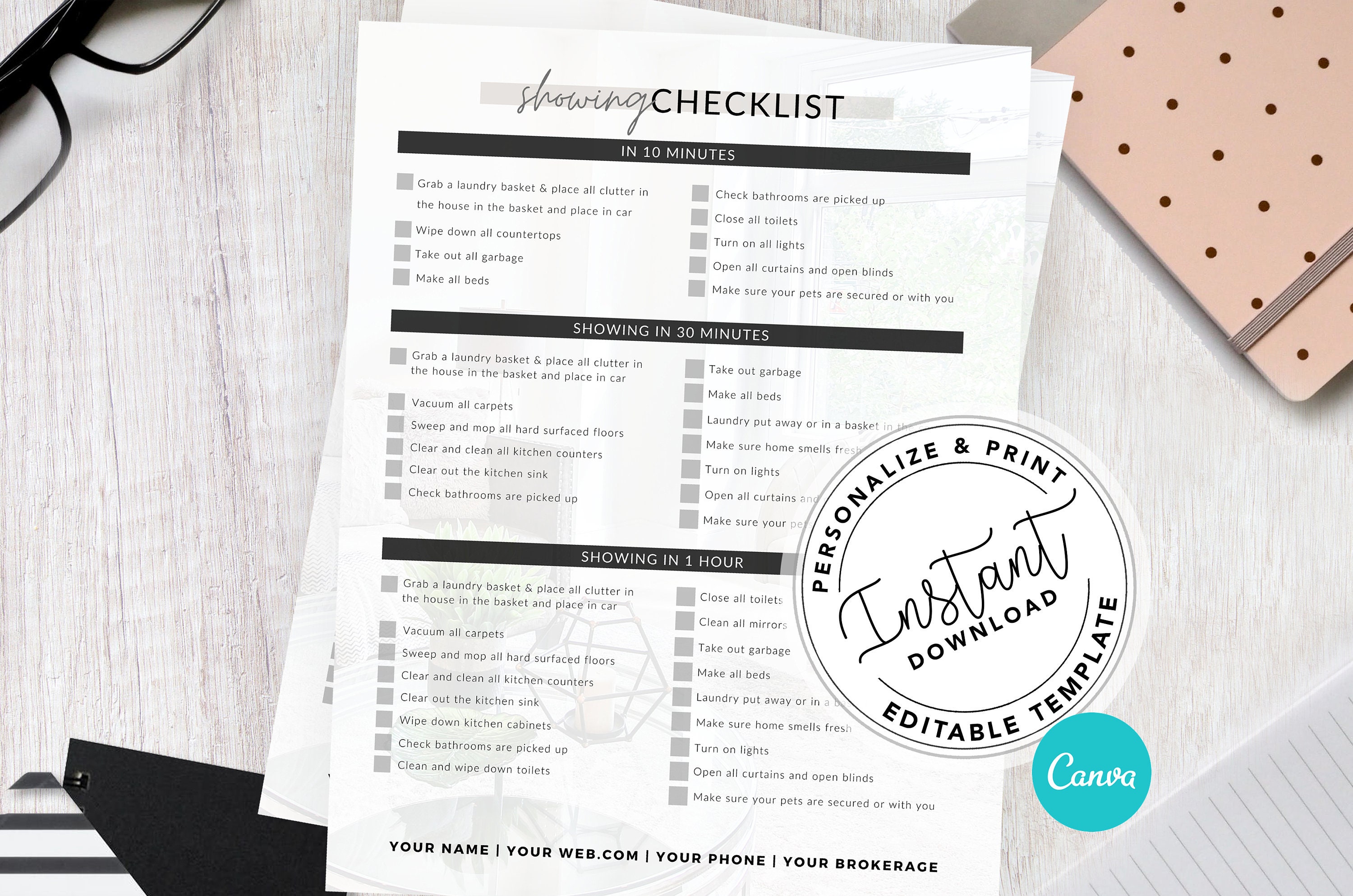 Real Estate Home Showing Checklist Real Estate Marketing - Etsy