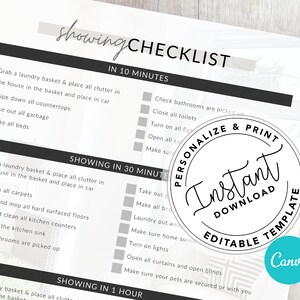 Real Estate Home Showing Checklist, Real Estate Marketing, Printable ...