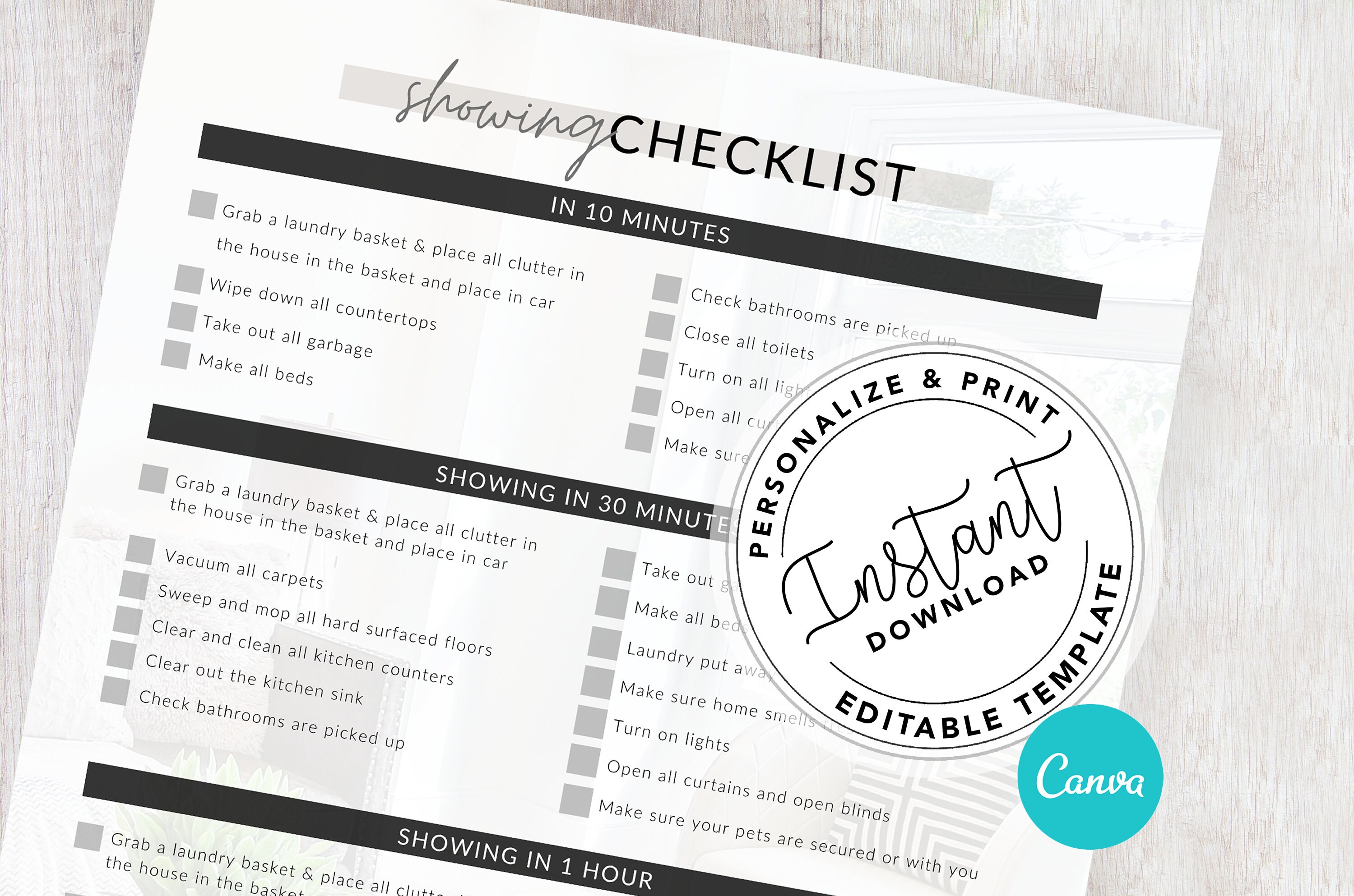 Real Estate Home Showing Checklist Real Estate Marketing - Etsy