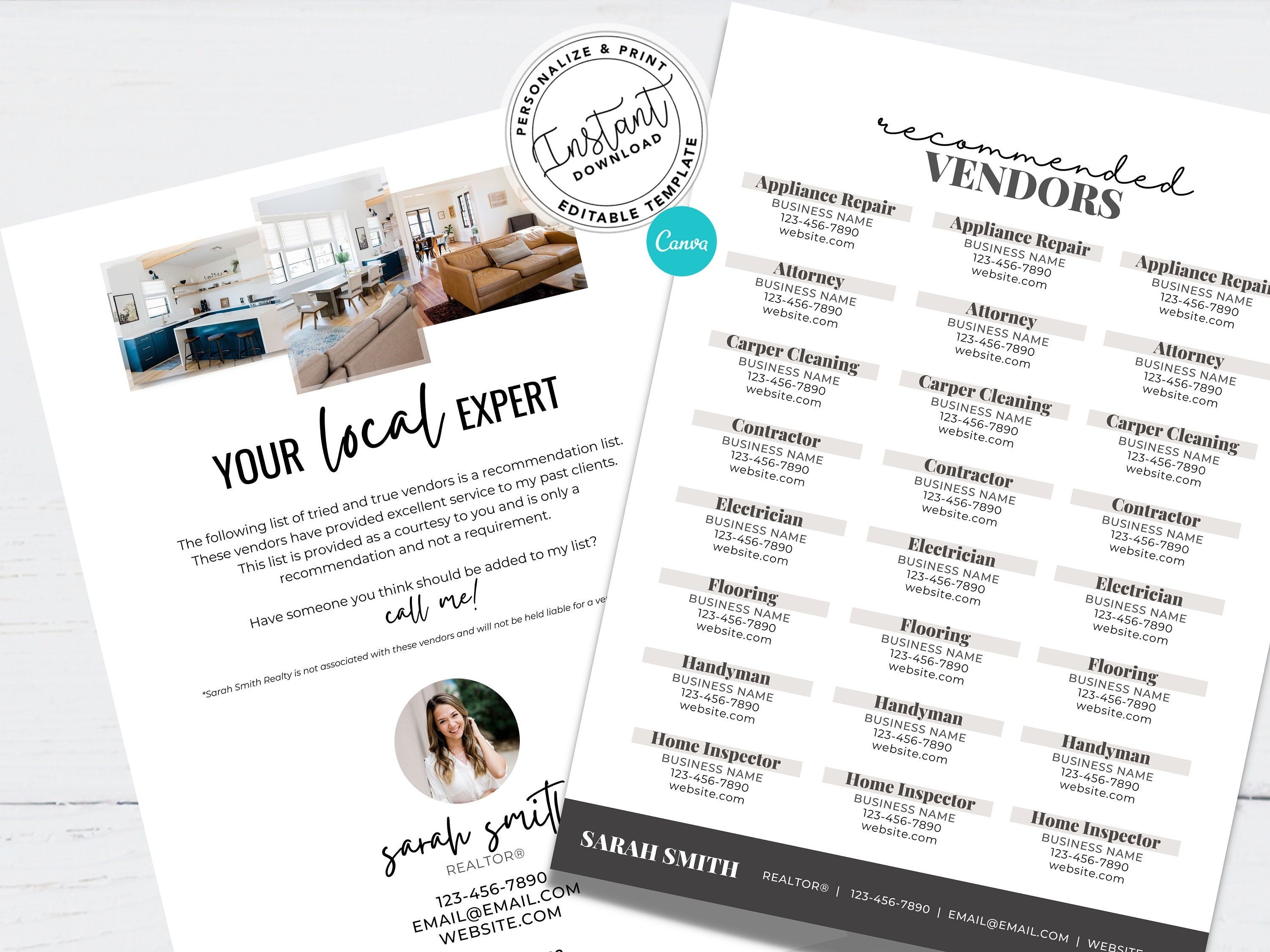 Real Estate Vendor List Recommended Vendor Real Estate - Etsy