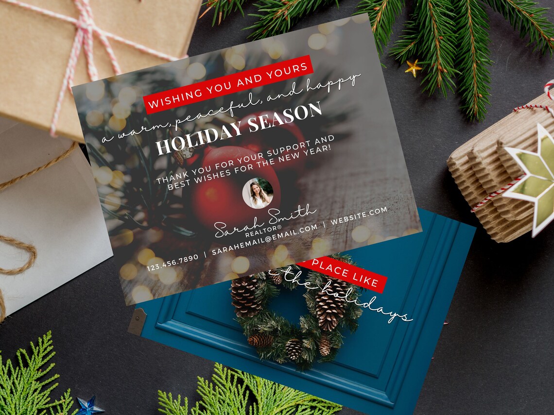 Canva Editable Christmas Card Template, Entrepreneur Holiday Card ...