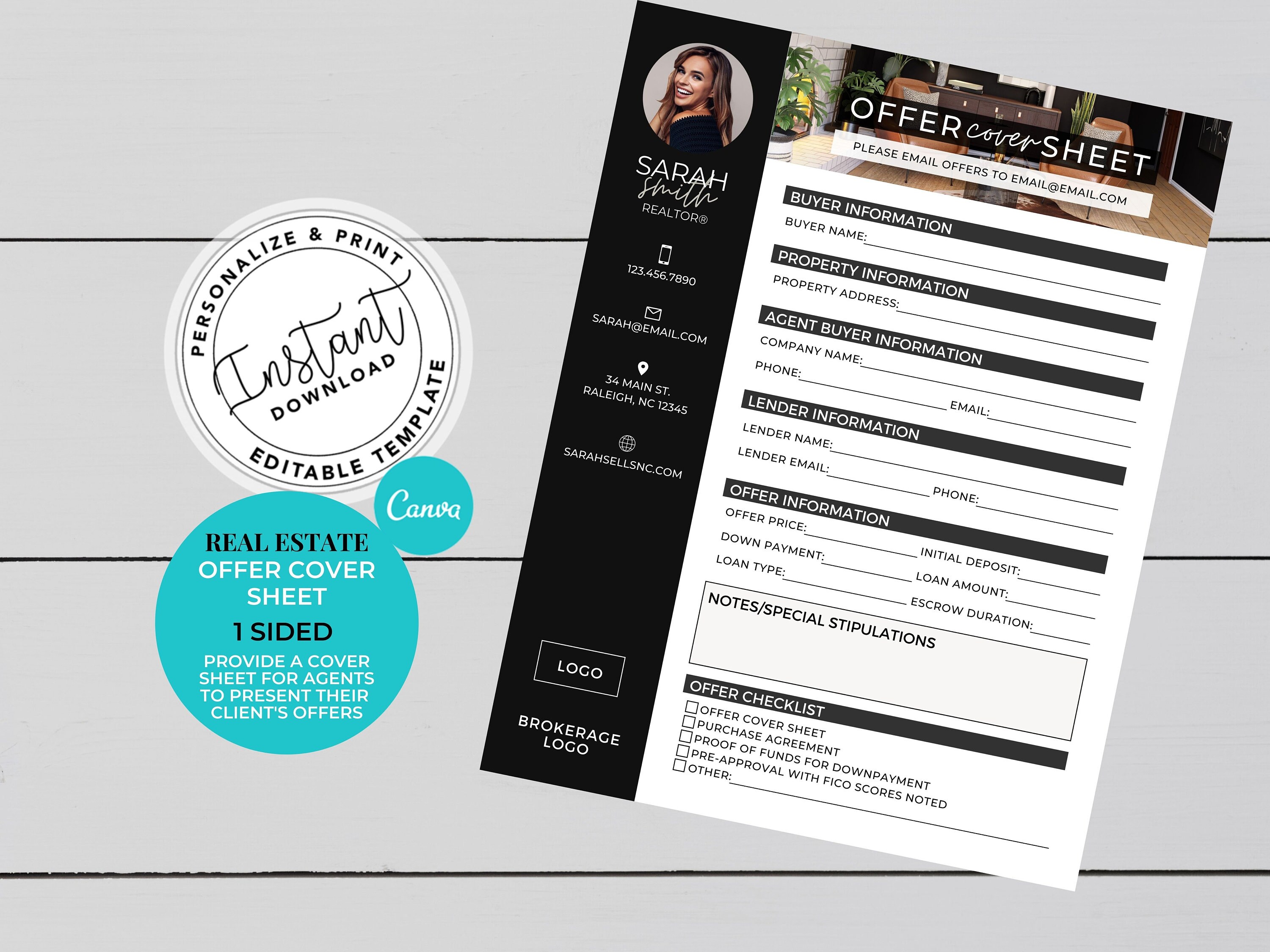 Real Estate Template Real Estate Offer Cover Sheet Real - Etsy