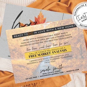 Real Estate Fall Postcard, Real Estate Marketing, Autumn Mailer, Fall ...