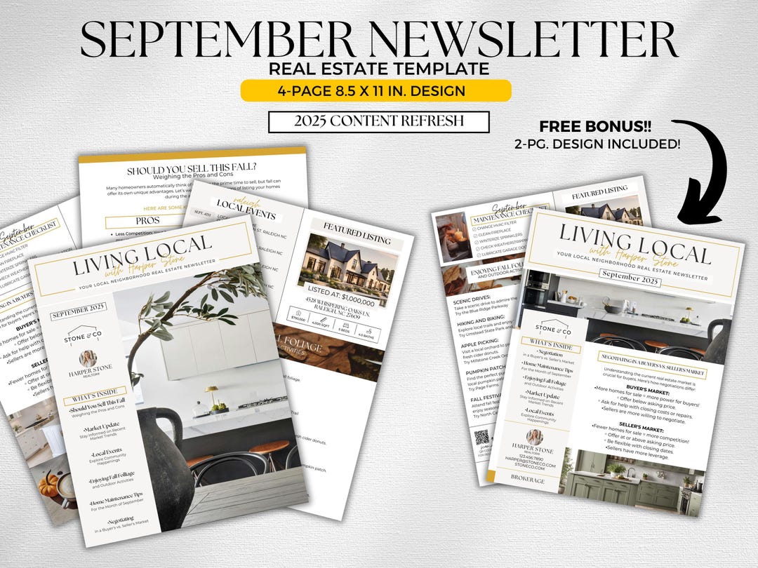 September 2025 Real Estate Newsletter Canva Template Fall Realtor Email ...