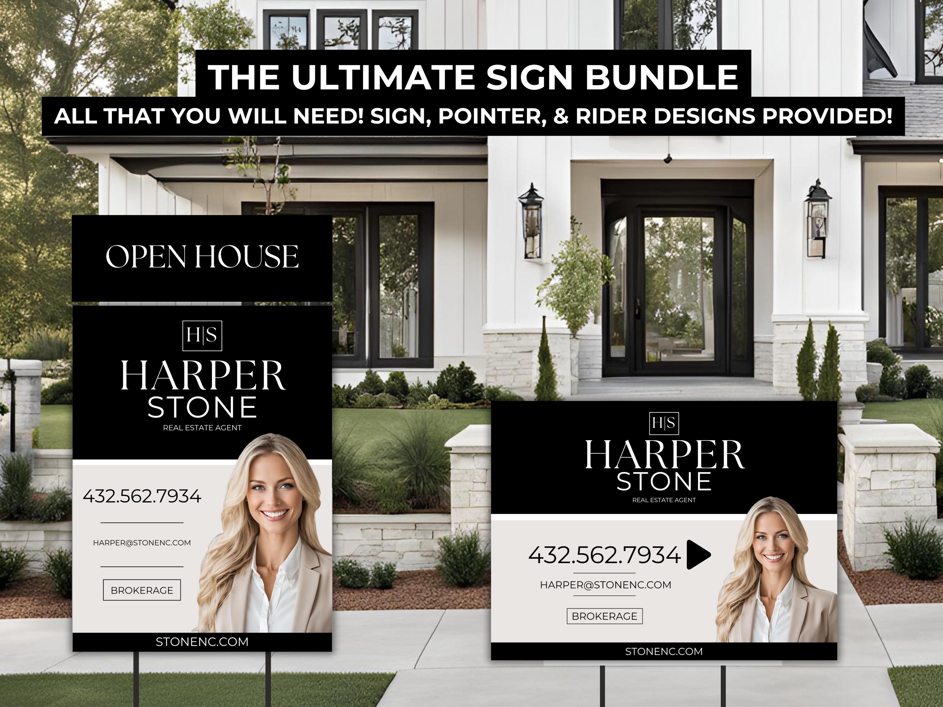Real Estate Sign Bundle, Custom Sign, Modern Yard Signs, Open House ...