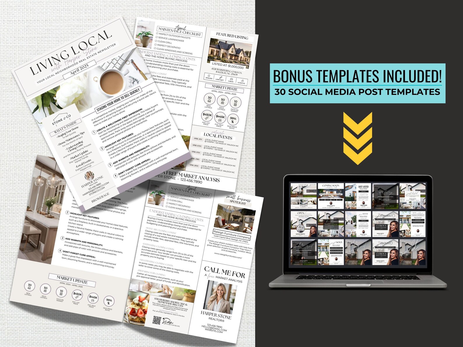 2025 Real Estate Newsletter Template Bundle Canva Templates Bundle Year ...