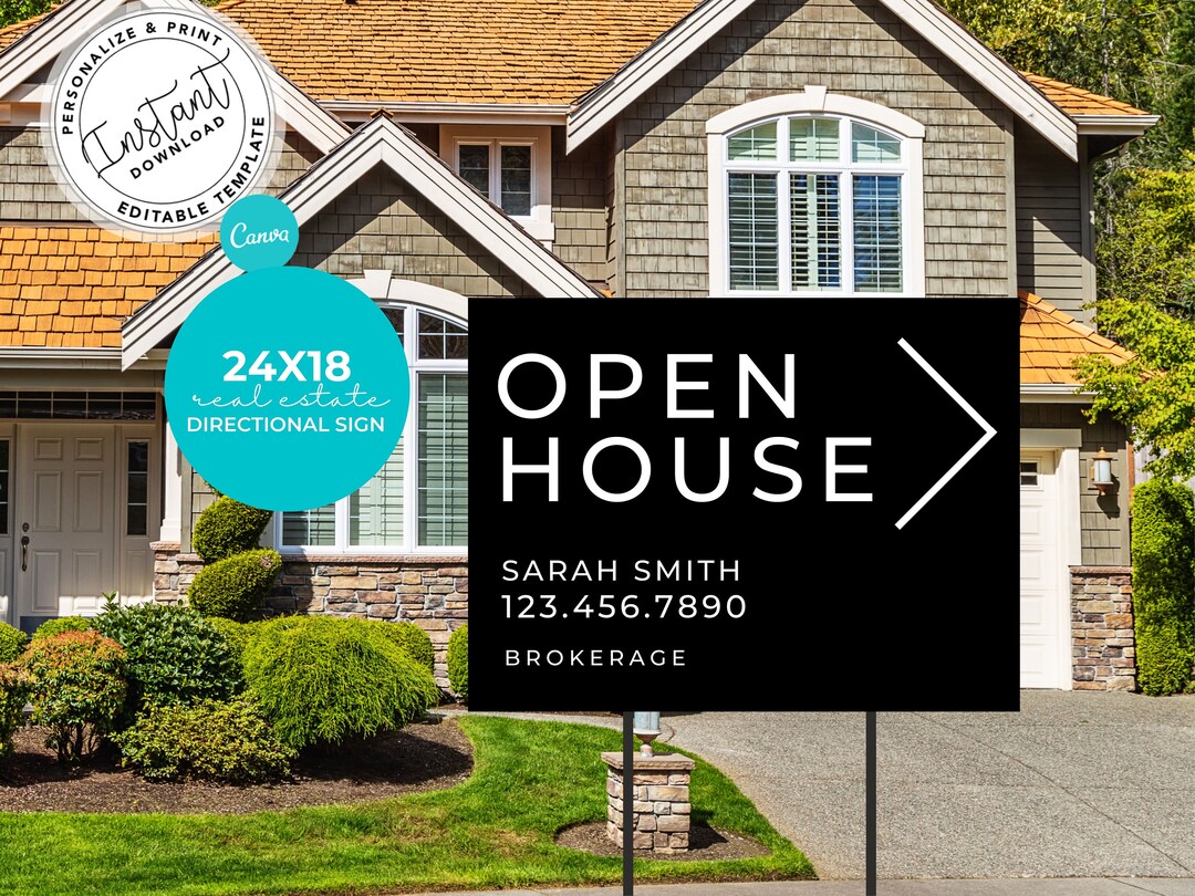 Real Estate Sign, Real Estate Marketing, Yard Sign, Canva Template ...