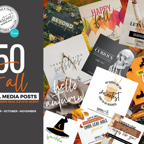 Real Estate Instagram Fall Autumn Facebook Posts Fall - Etsy