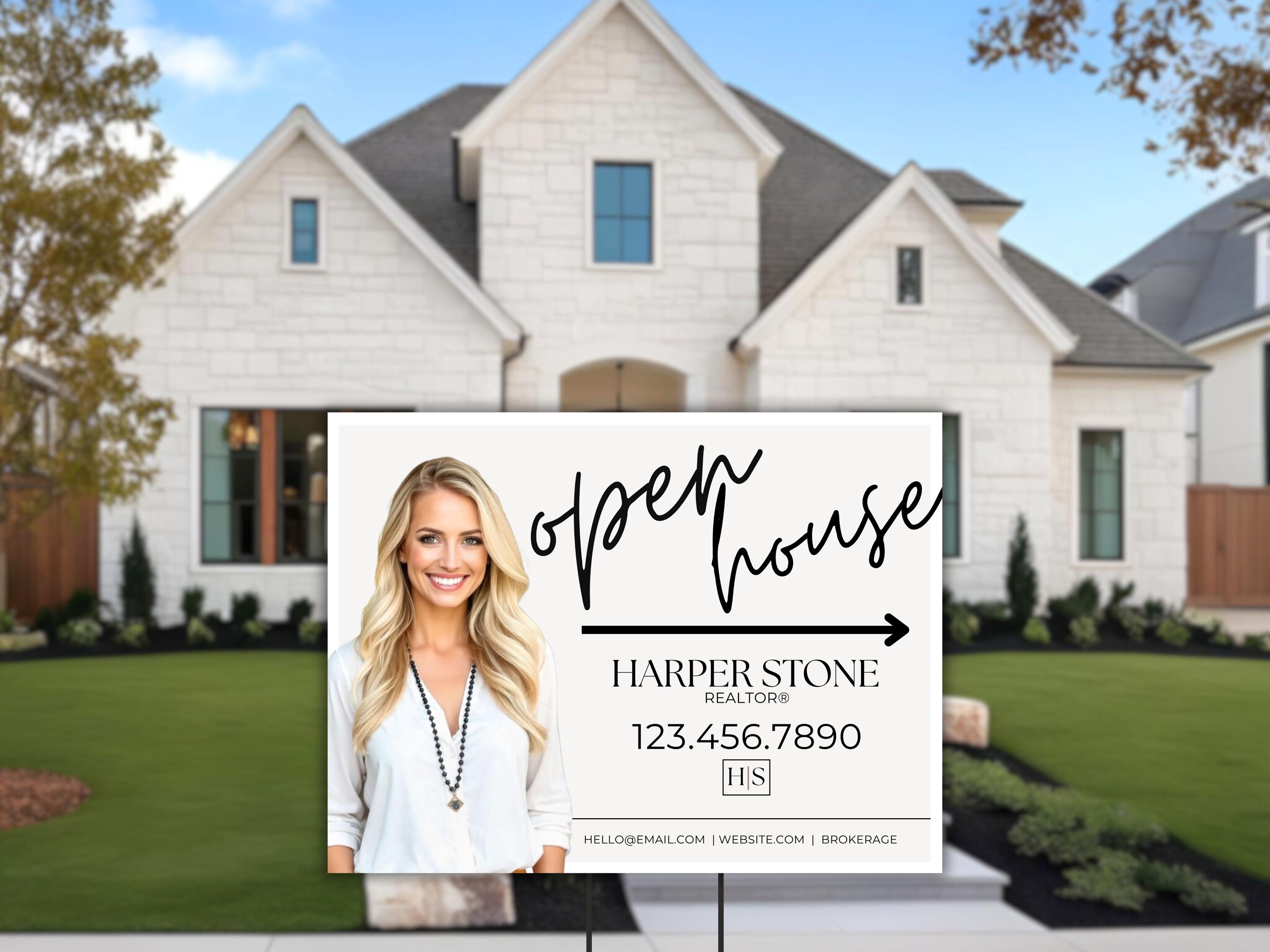 Customizable Open House Sign Template: Real Estate Pointer (canva PDF ...