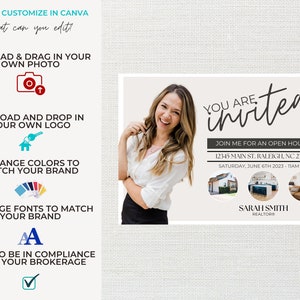 Open House Invite, Real Estate Marketing, Canva Template, Open House ...