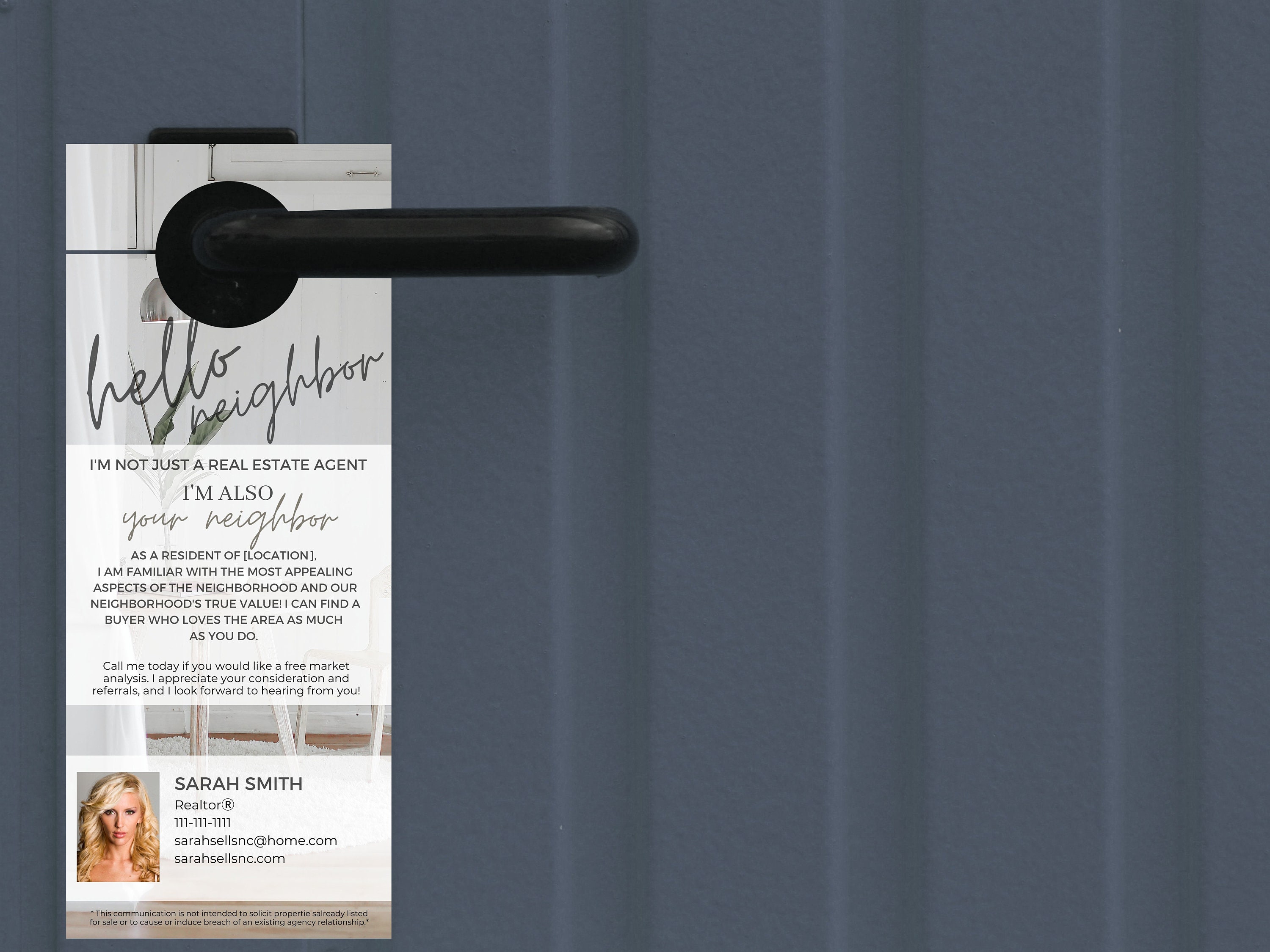 Real Estate Agent Door Hang Tags, Real Estate Marketing, Agent Door ...