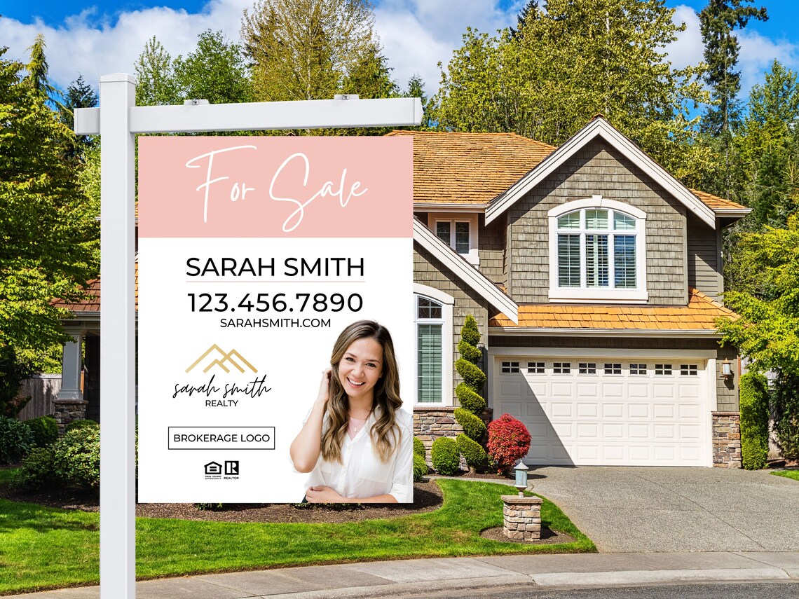 Real Estate Sign, Real Estate Listing Yard Sign, for Sale, Agent for ...