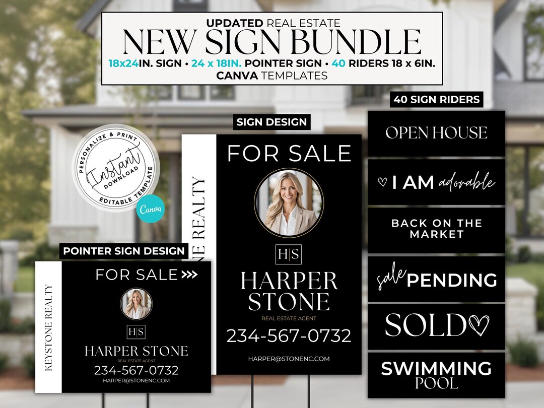 Real Estate Yard Sign Template, Open House, Canva Template, Modern for ...