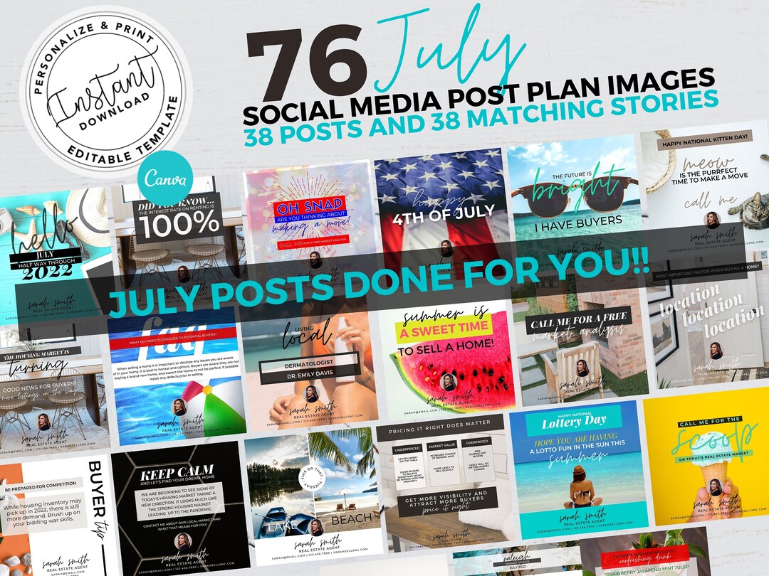 Real Estate July Social Media Posts, Real Estate Marketing, Facebook ...