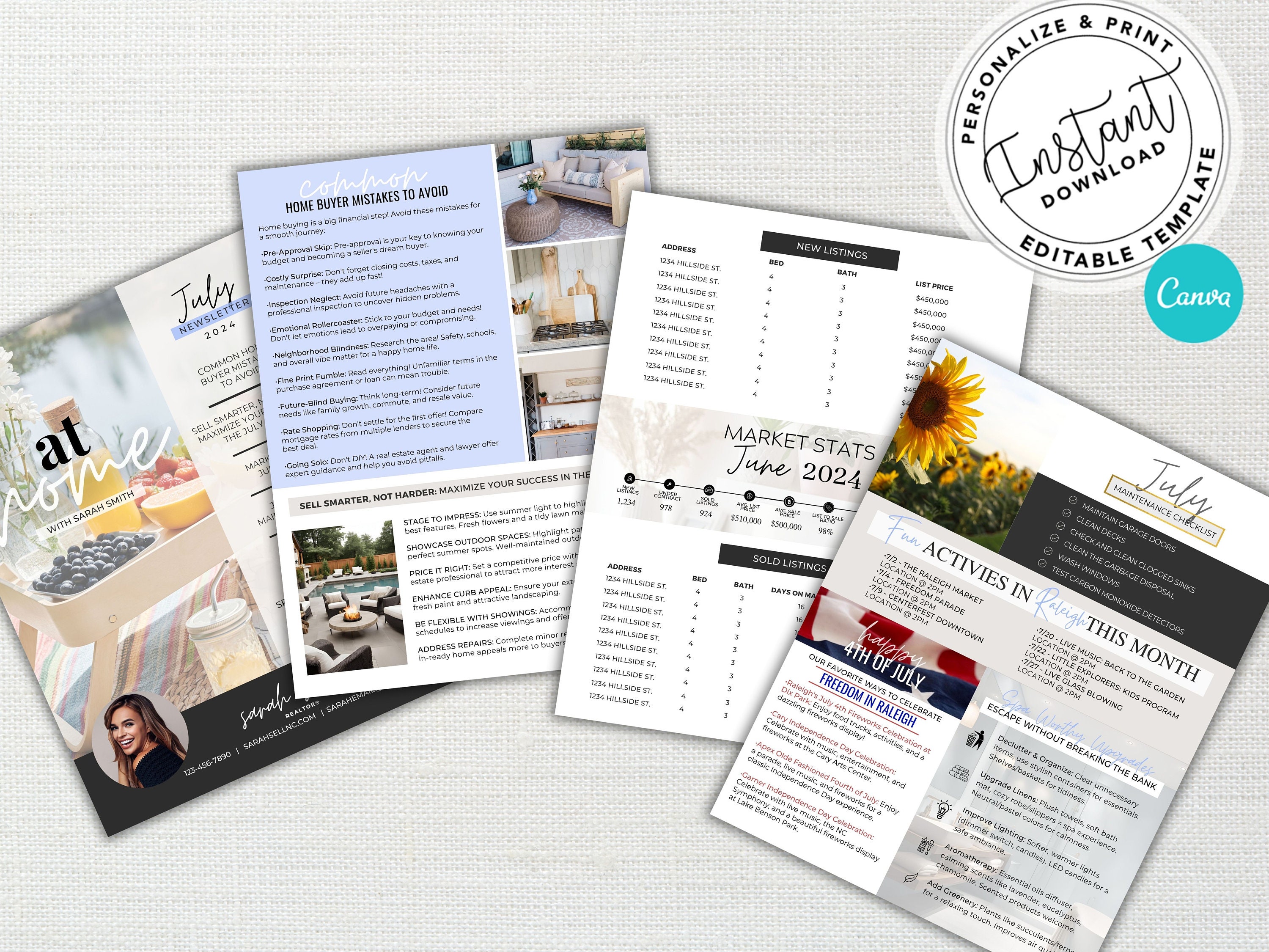 Real Estate July Newsletter: Canva Template, Agent Marketing (digital ...