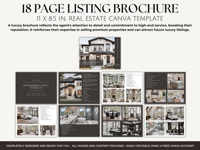 Luxury Real Estate Brochure: Property Listing Open House Canva Template ...