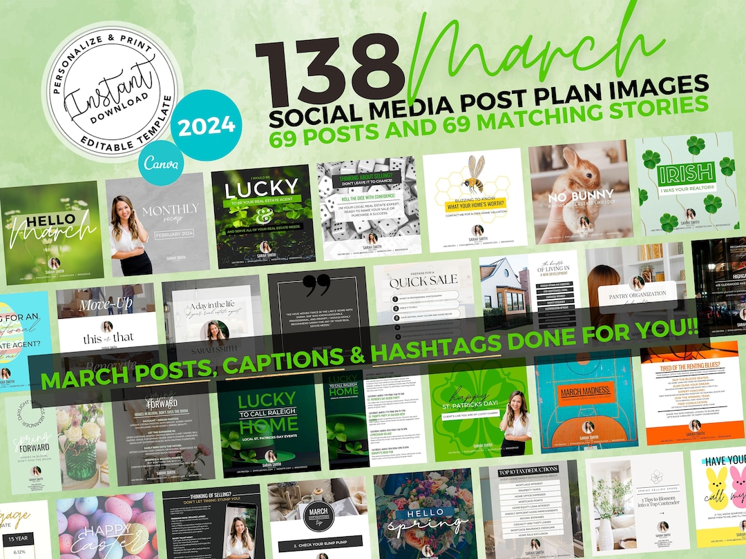 March Real Estate Social Media Templates: Canva Posts & Stories - Etsy