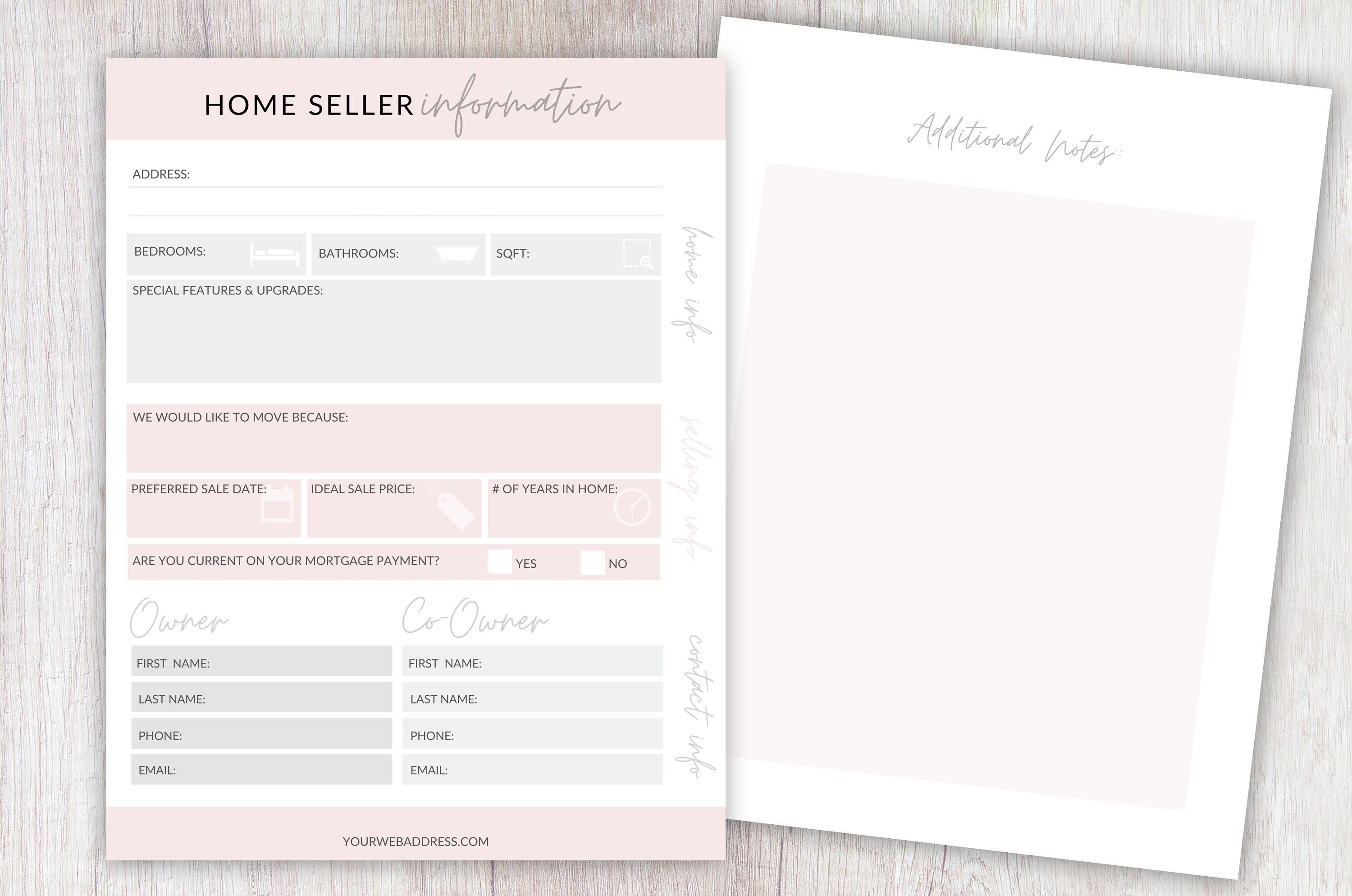 Real Estate Home Seller Workbook Seller Questionnaire Real | Etsy