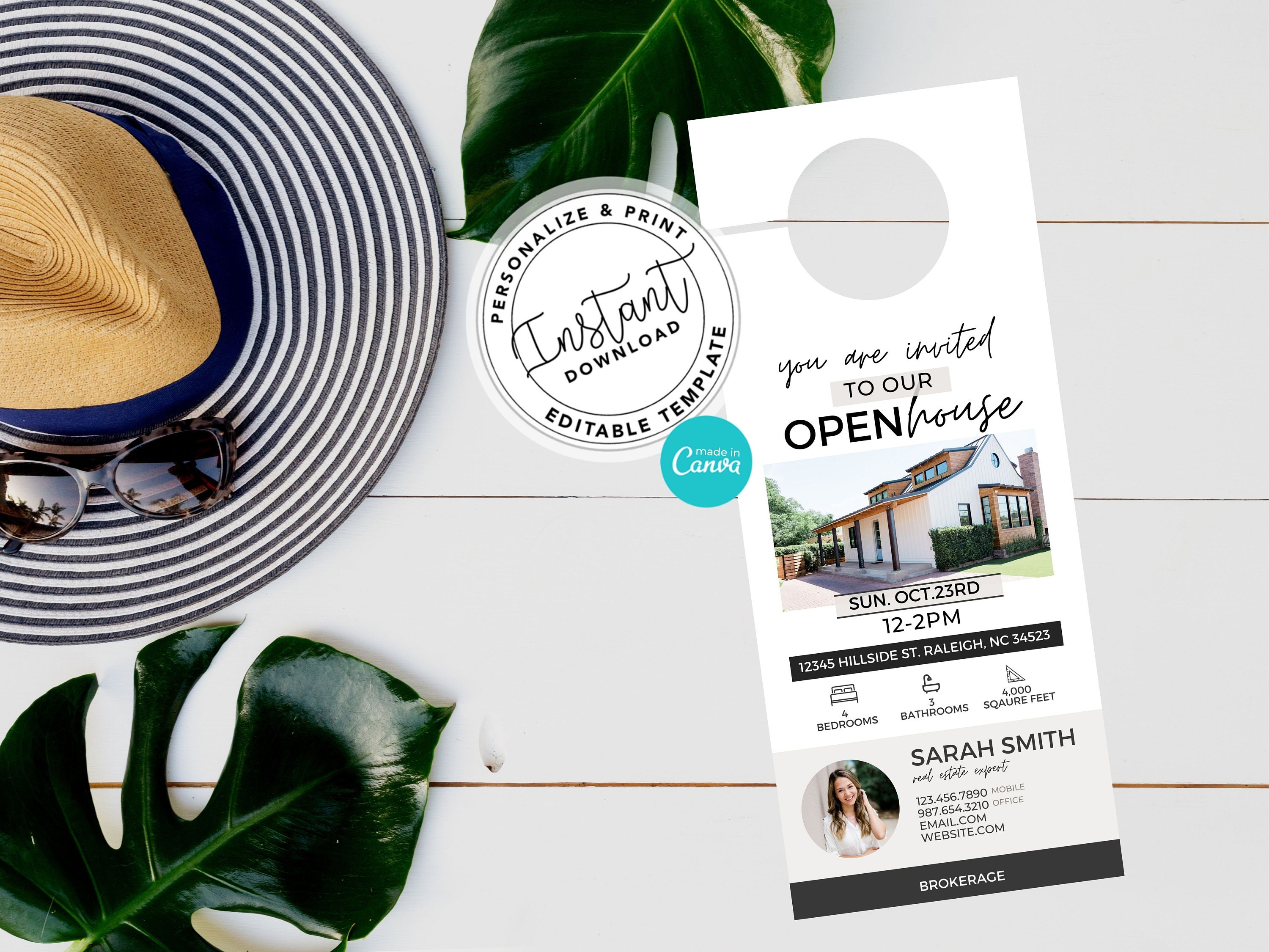 Open House Door Hanger, Real Estate Marketing, Open House Invite ...