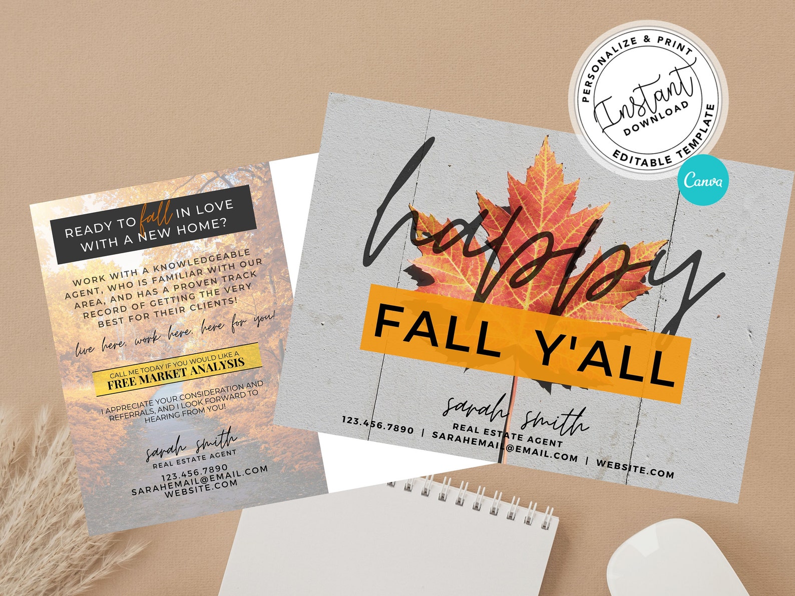 Real Estate Fall Postcard, Real Estate Marketing, Autumn Mailer, Fall ...
