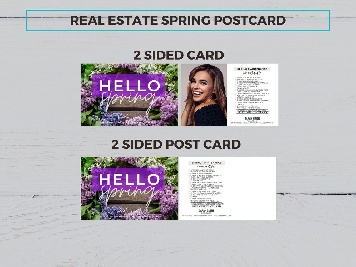 Real Estate Hello Spring Postcard Real Estate Marketing - Etsy