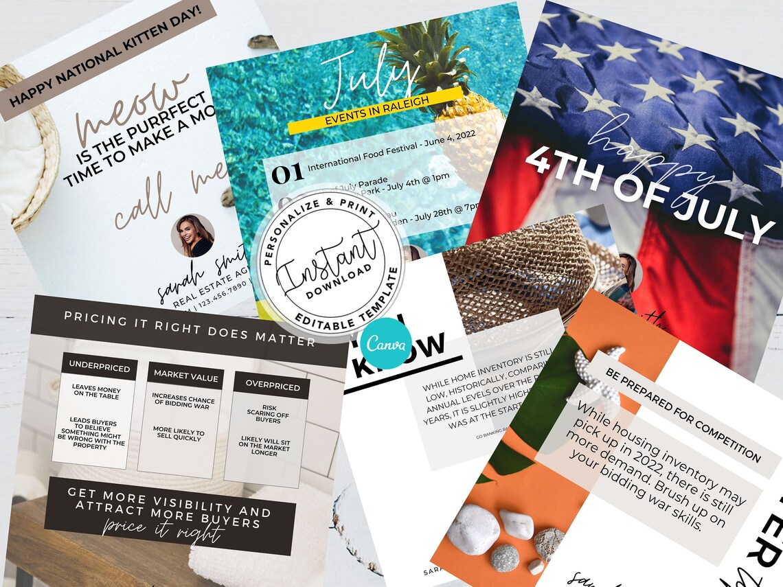 Real Estate July Social Media Posts Real Estate Marketing - Etsy