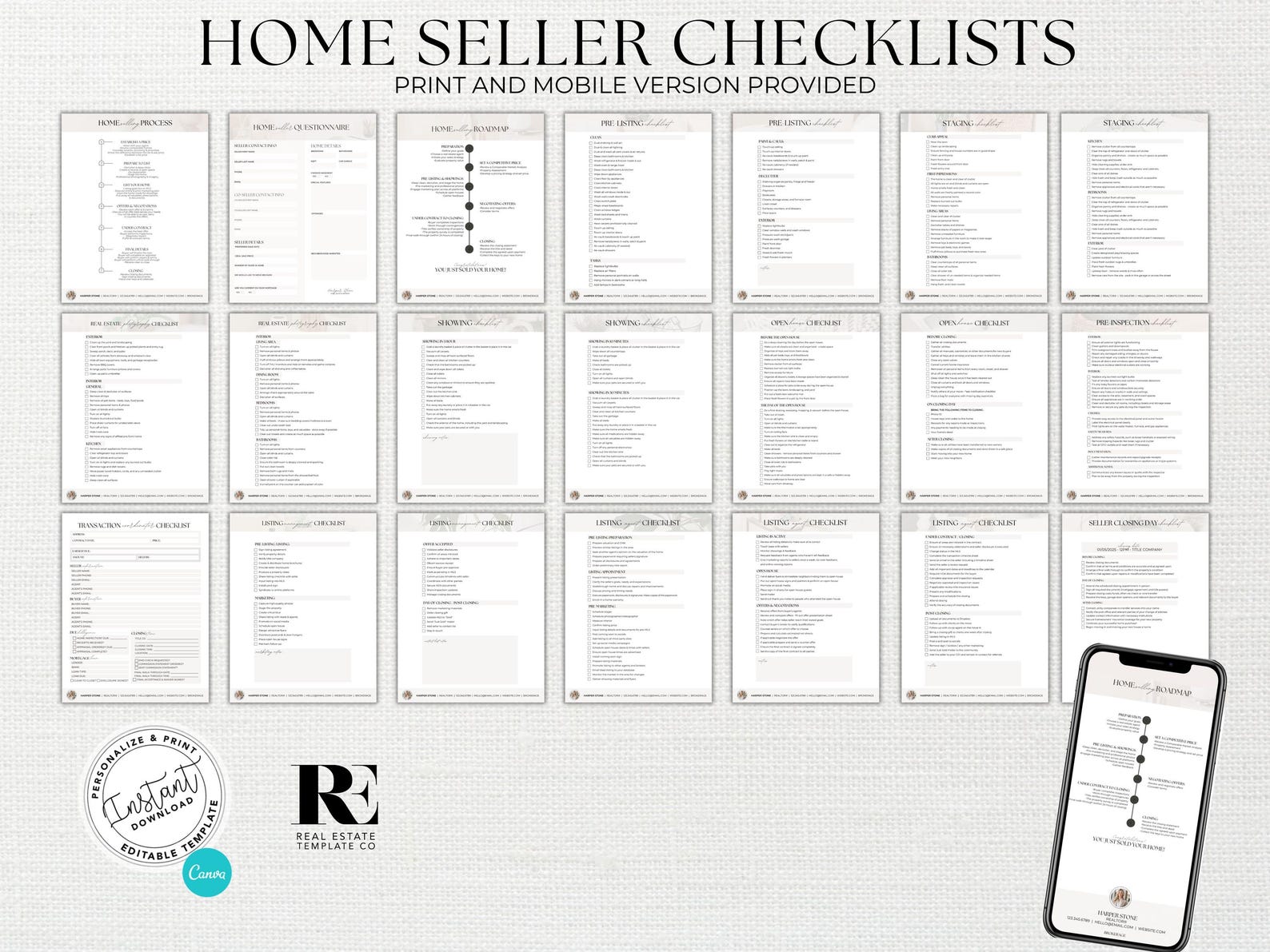 Real Estate Agent Checklist Bundle: Buyer & Seller Templates (canva) - Etsy