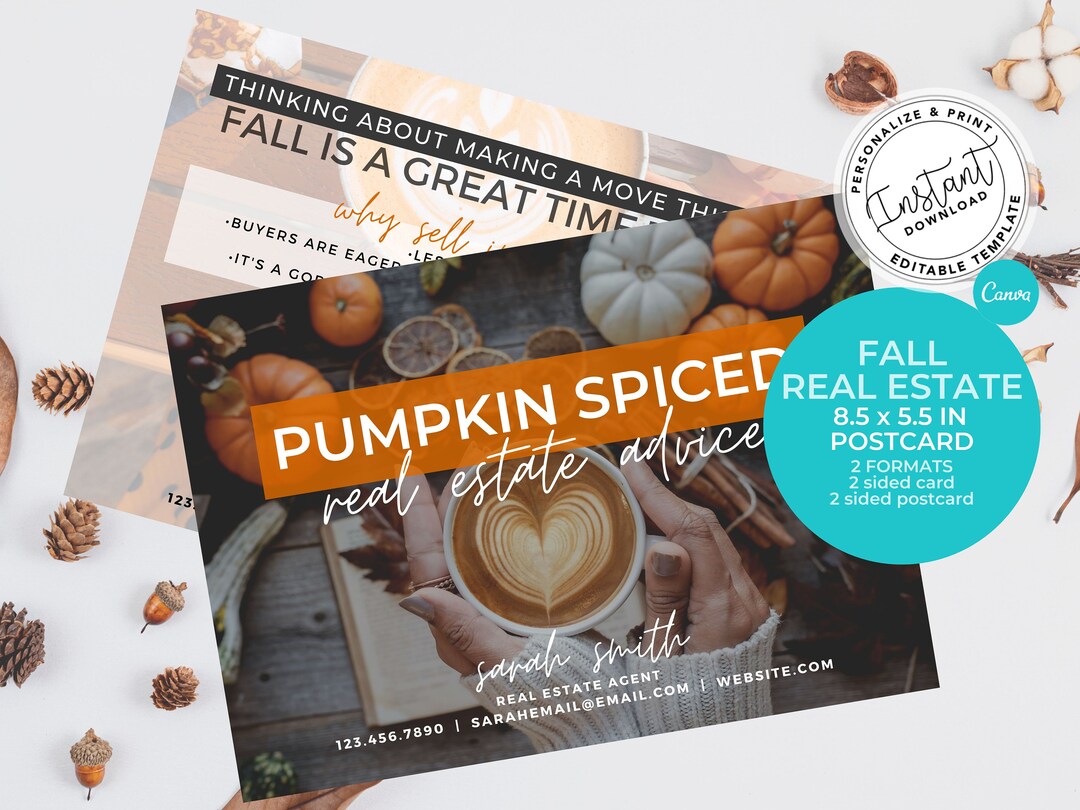 Real Estate Fall Postcard, Real Estate Marketing, Autumn Mailer, Fall ...