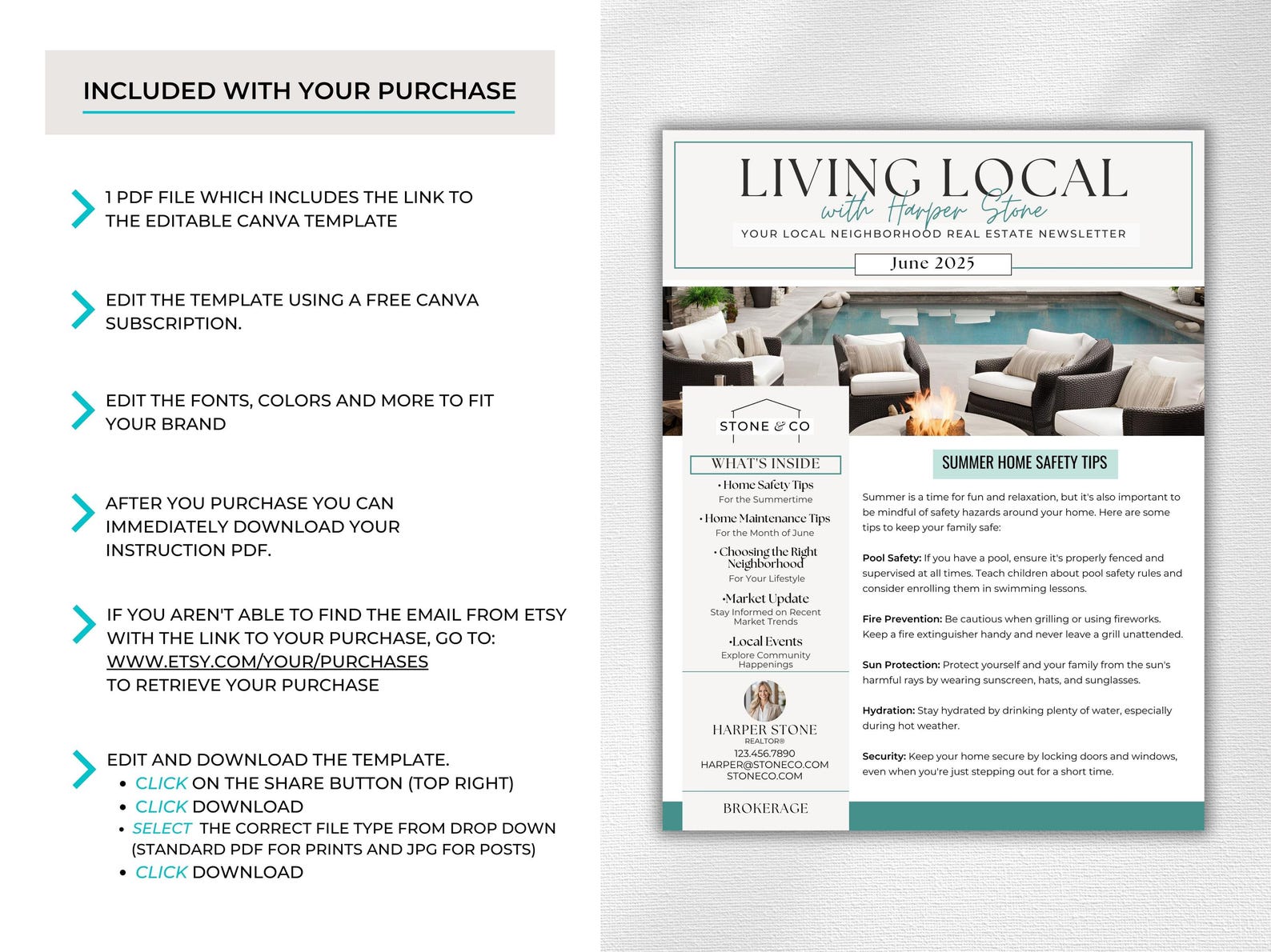 Real Estate Newsletter Template: June Marketing, Canva Editable ...