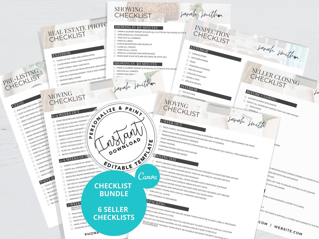 Real Estate Home Seller Checklist Bundle, Real Estate Marketing, Agent ...
