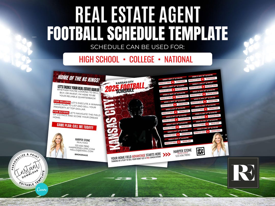 Football Schedule Card, Football Calendar, Football Season Calendar ...