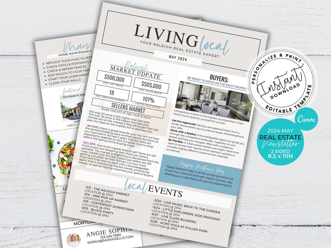 Real Estate Newsletter Template, Real Estate Marketing, Agent ...