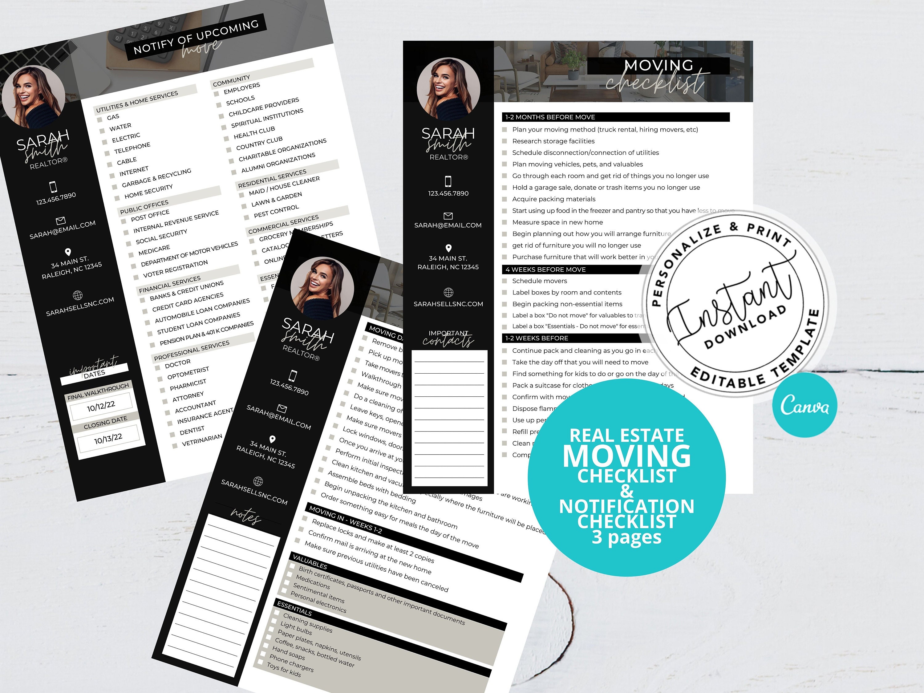 Real Estate Moving Checklist, Real Estate Marketing, Agent Moving Guide ...