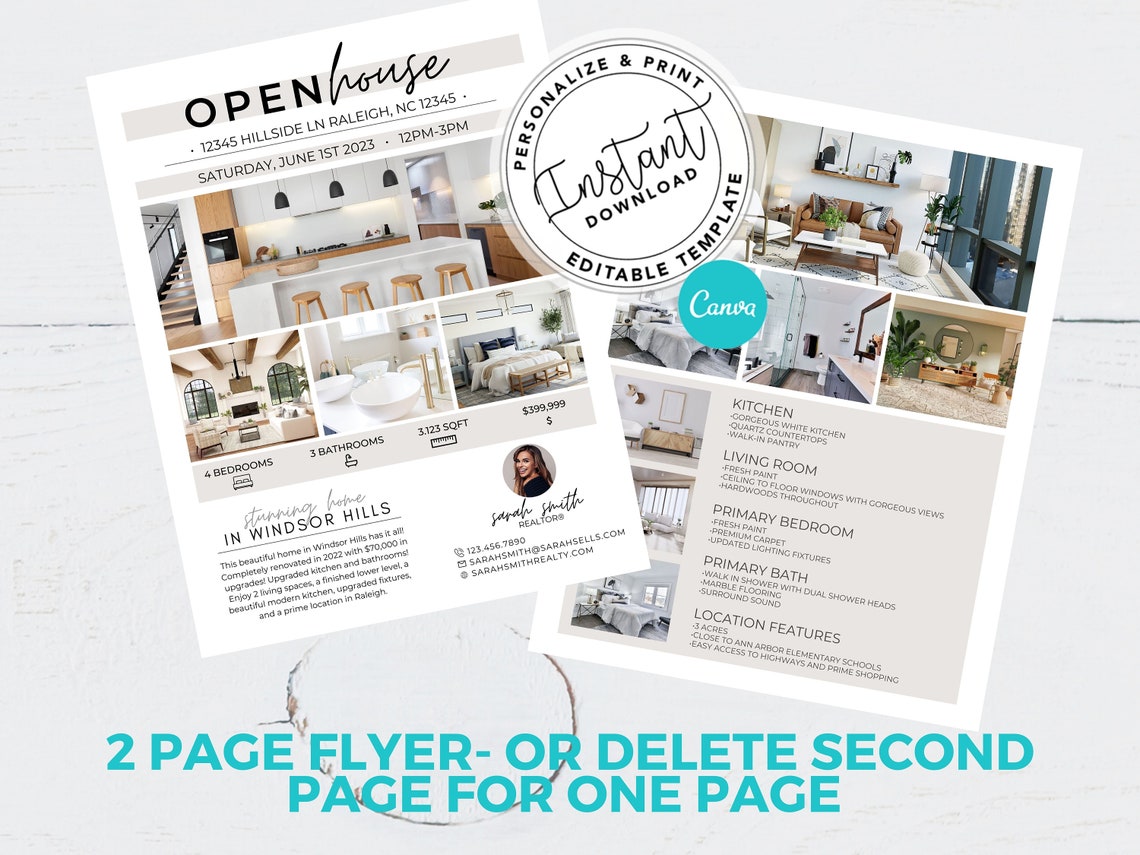 Open House Flyer Template Real Estate Marketing Realtor Open - Etsy