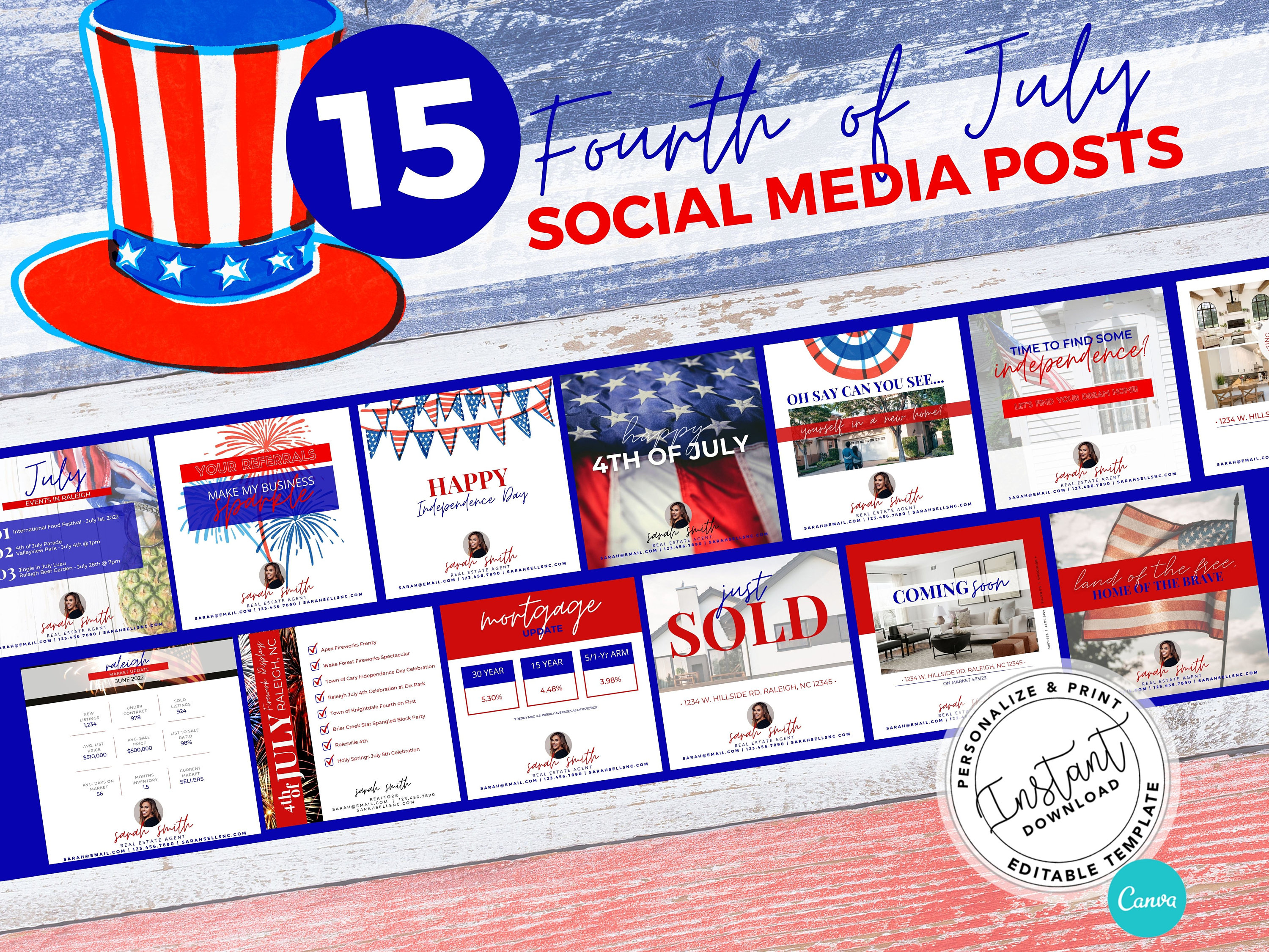 Real Estate 4th July Social Media Post Real Estate Templates - Etsy