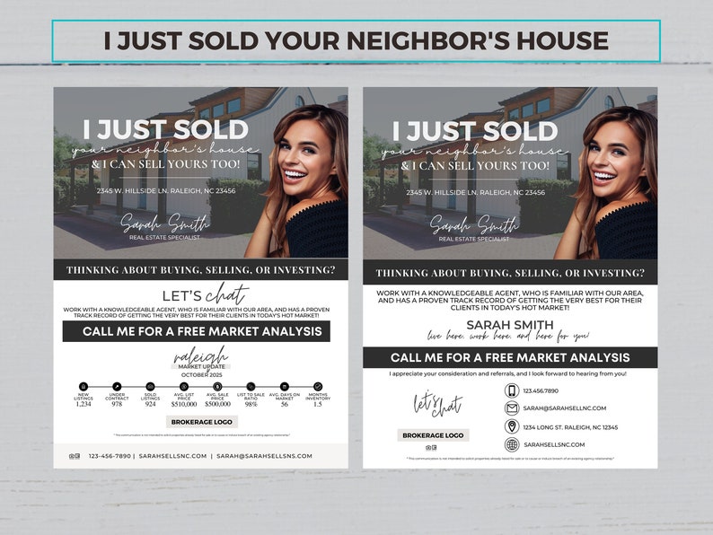 Real Estate Template, Real Estate Letter, Sold Your Neighbors House ...