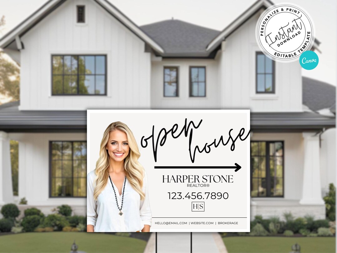 Customizable Open House Sign Template: Real Estate Pointer (canva PDF ...