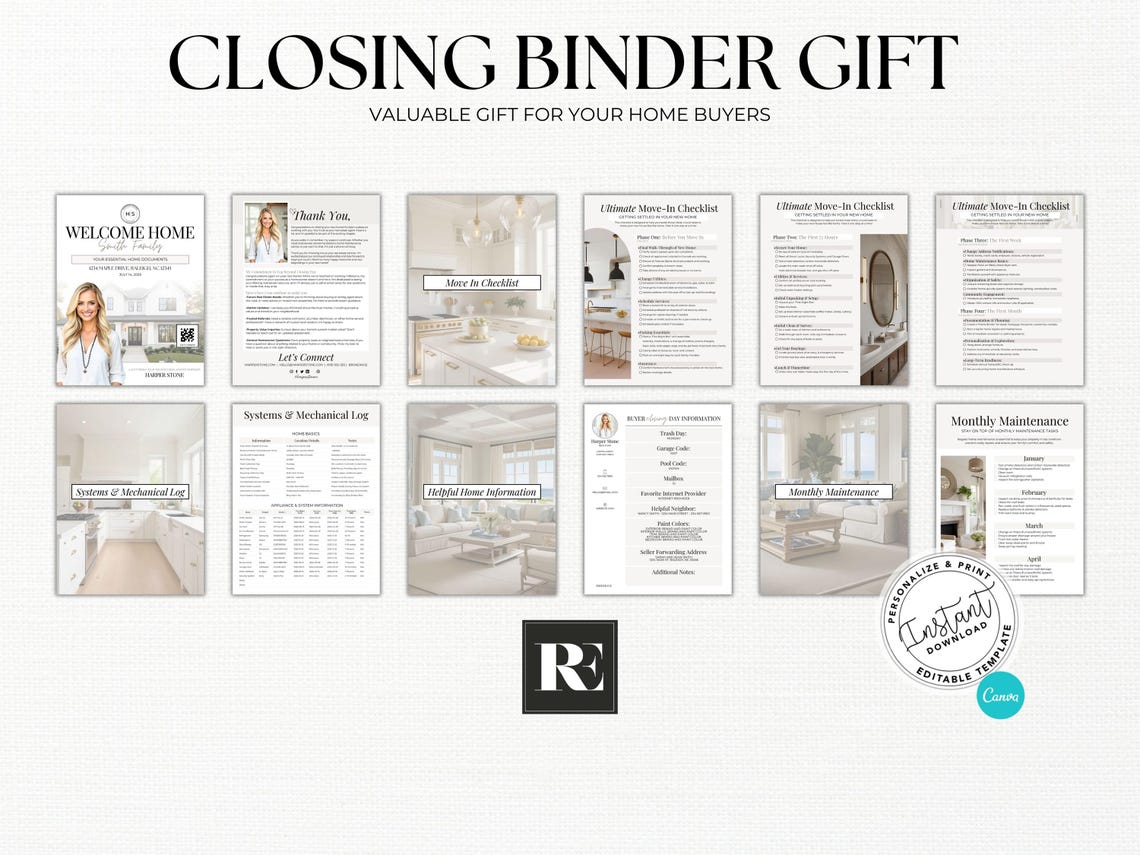 Closing Day Binder Template, Real Estate Closing Packet, New Homeowner ...