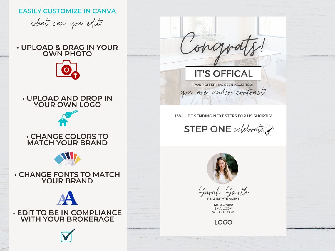 Digital Congrats Under Contract Card Real Estate Marketing - Etsy