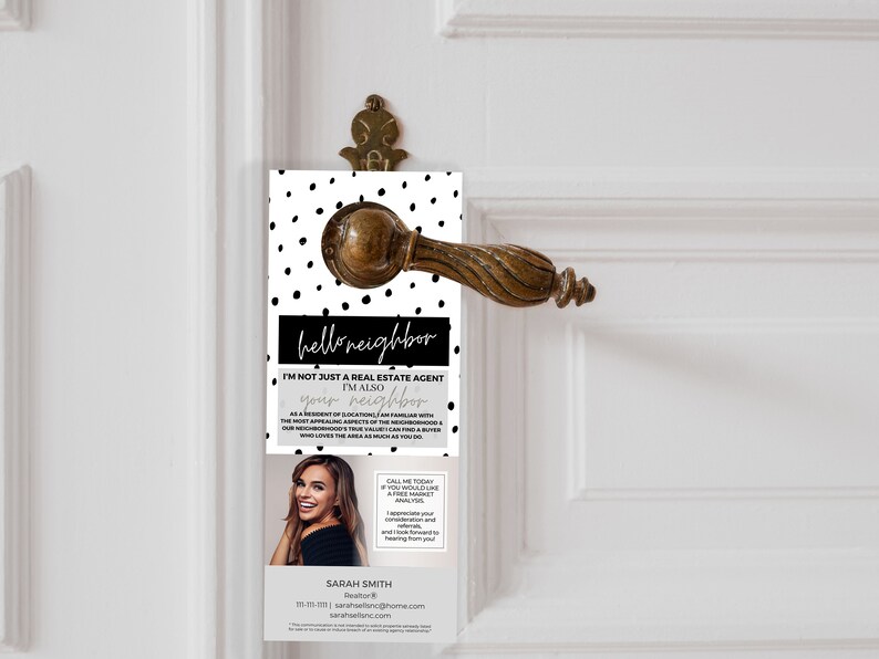 Real Estate Agent Door Hang Tags Real Estate Marketing - Etsy