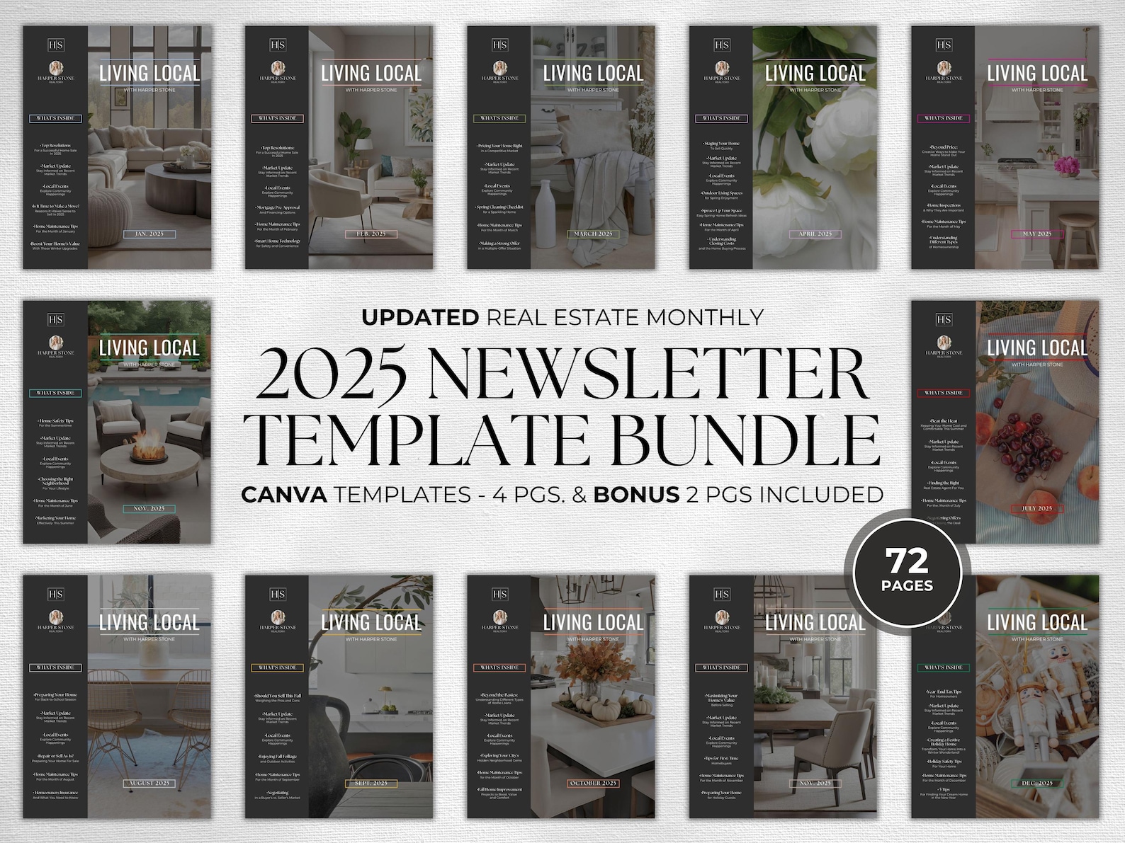 2025 Real Estate Newsletter Template Bundle, Canva Templates Bundle ...