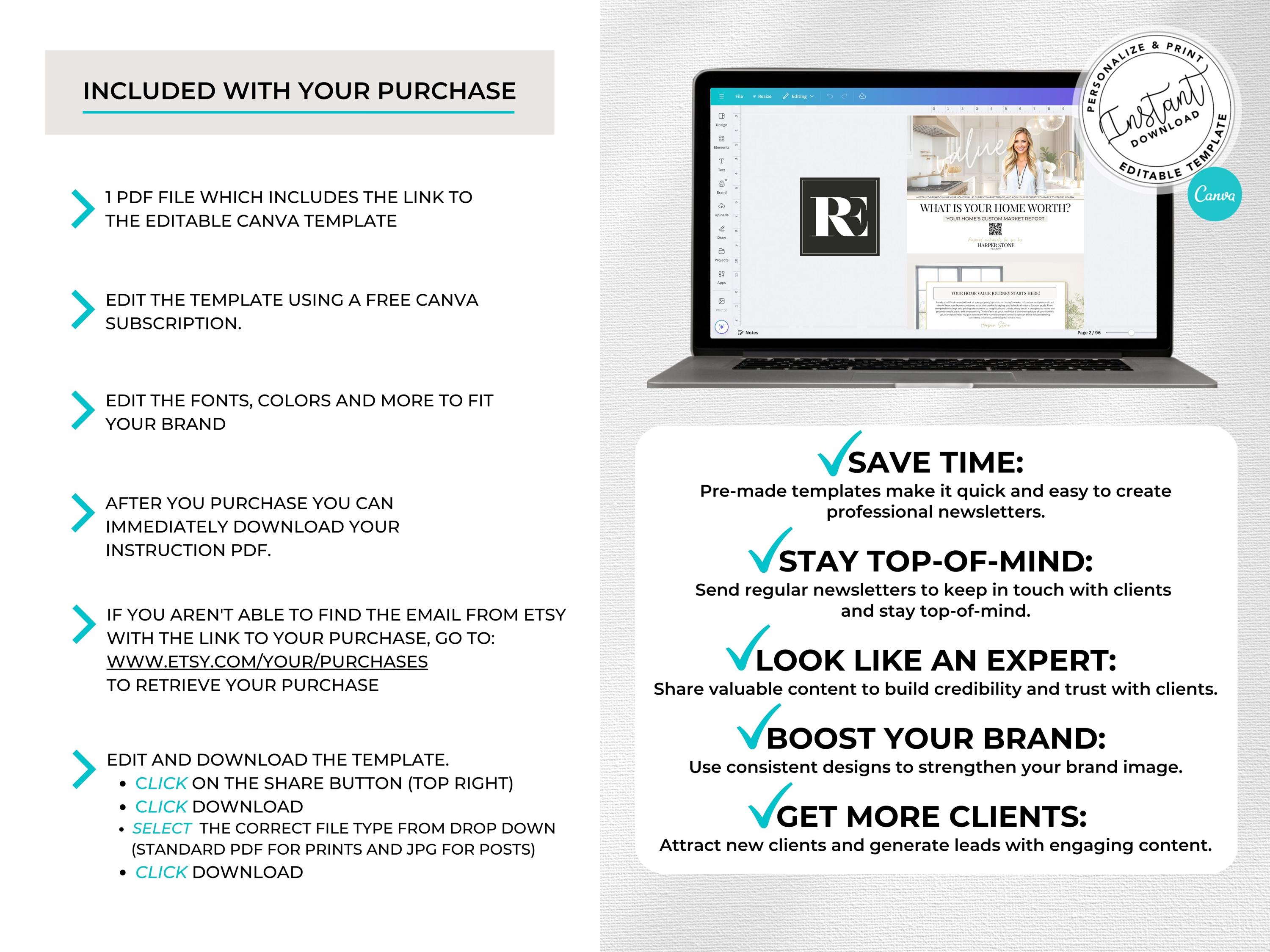 CMA Kit Box Canva Template, Real Estate Marketing, Realtor Canva Box ...