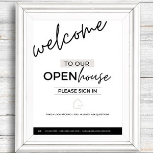 Printable Open House Welcome Sign, Real Estate Marketing, Open House ...