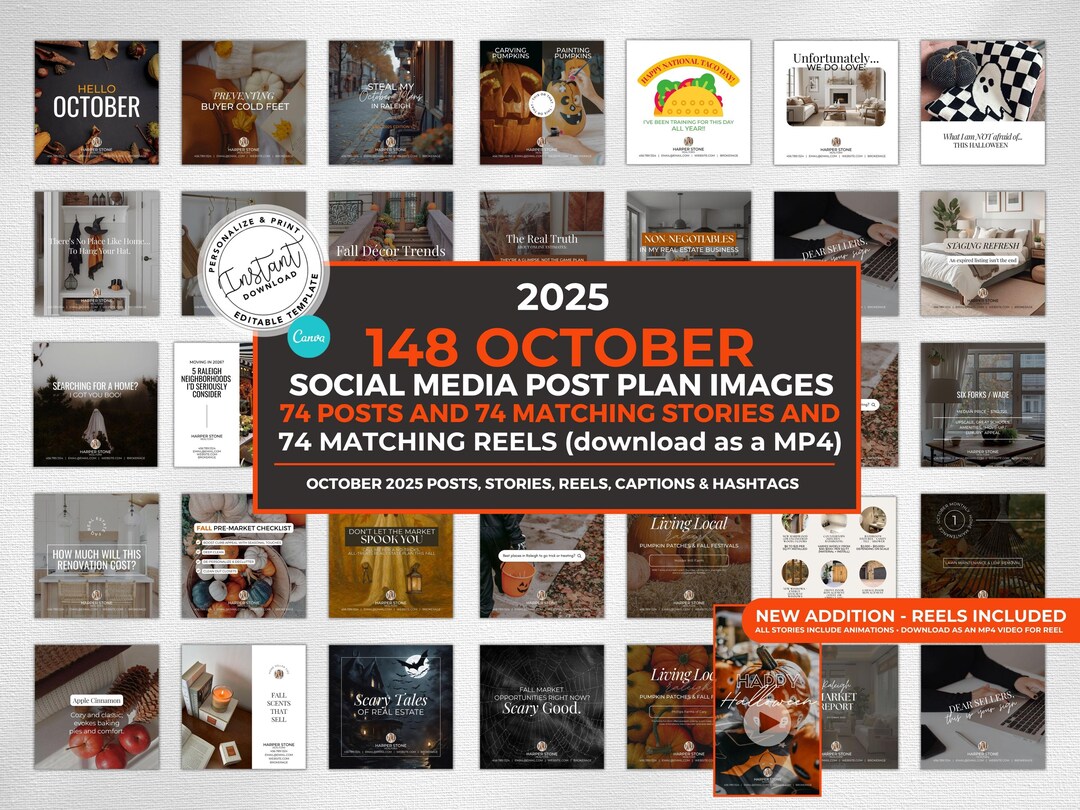 October 2025 Real Estate Social Media Canva Templates | Fall and ...