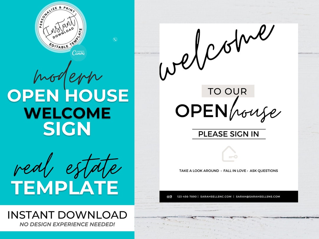 Printable Open House Welcome Sign, Real Estate Marketing, Open House ...