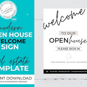 Printable Open House Welcome Sign, Real Estate Marketing, Open House ...