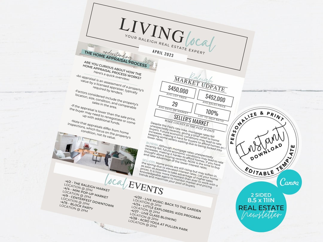 Real Estate Newsletter Template, Real Estate Agent Marketing, Agent ...