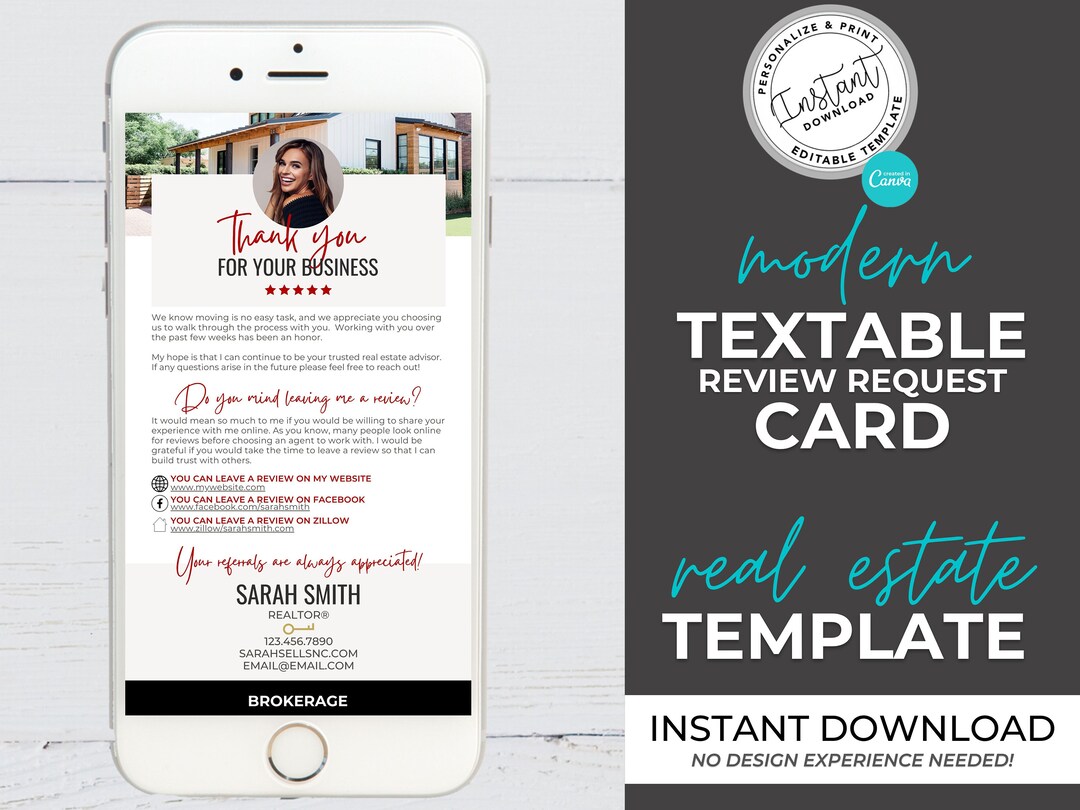 Textable Client Review Request, Real Estate Marketing, Client ...